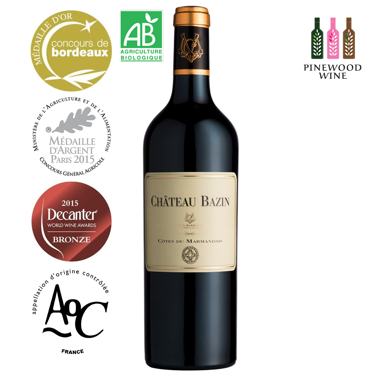 Château Bazin Rouge, AOC Cotes du Marmandais 2019, 750ml (OWC ...