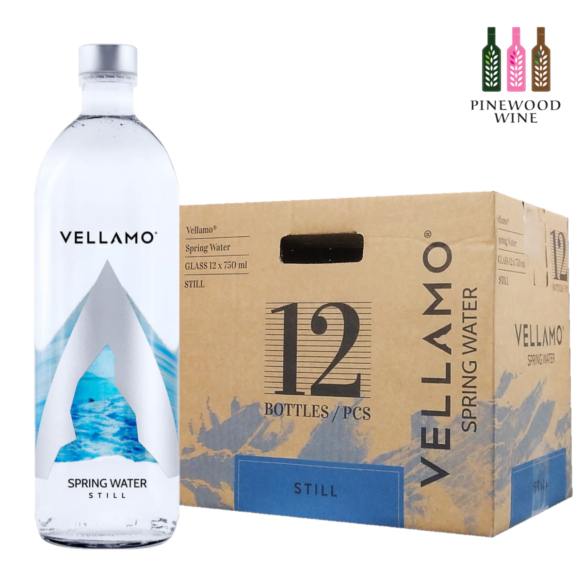 Vellamo Spring Water (Still), 750ml x 12 (Glass bottle) – Pinewood Wine